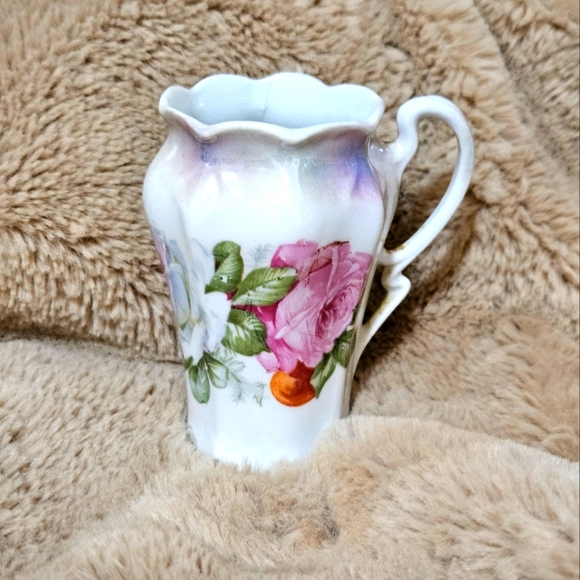 Antique | Accents | Miniature Floral Porcelain Pitcher With Pink Roses ...
